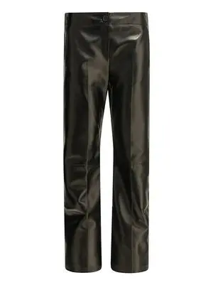 Khaite Mita Tailored Lambskin Leather Pants - Black