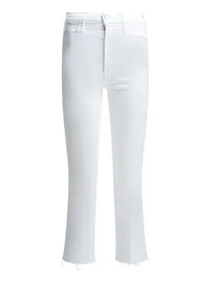 MOTHER Hustler Ankle Fray Flared Jeans - White