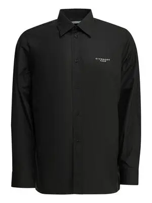 Givenchy Cotton Poplin Shirt With Embroidered Logo - Black