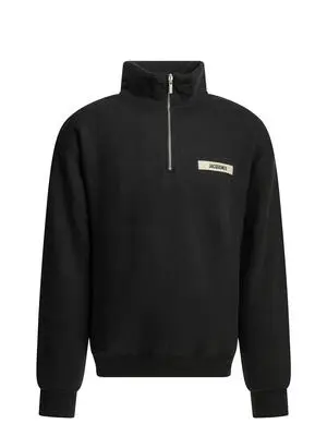Jacquemus Le Camionneur Gros Grain Half Zip Sweatshirt - Black