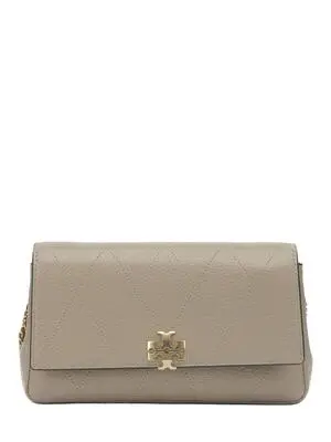 Tory Burch Quilted Leather Crossbody Bag With Gold Tone Hardware - Grey