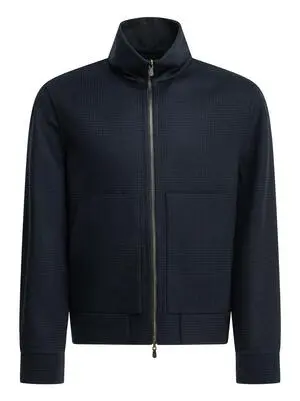 Brunello Cucinelli Plaid Cashmere Bomber Jacket - Blue