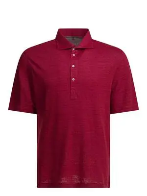 Brunello Cucinelli Linen And Cotton Button Down Polo Shirt - Red