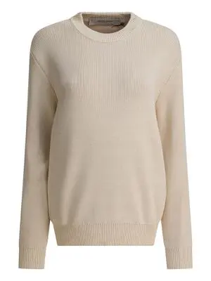 GOLDEN GOOSE Organic Cotton Crewneck Sweater With Reverse Logo Detail - Beige