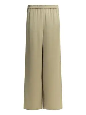 Max Mara Wide-leg Silk Crepe De Chine Trousers - Grey