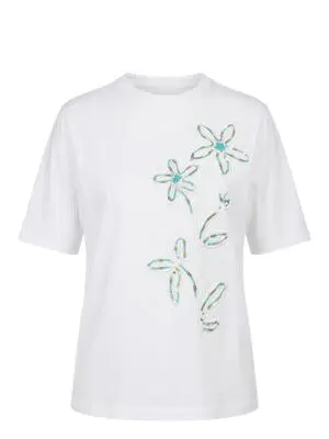 EXQUISE Limaara Embroidered T-shirt - Blue/white