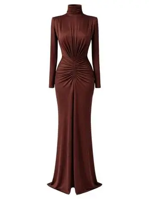 OSCARMORRIS Aura Burgundy Dress - Brown