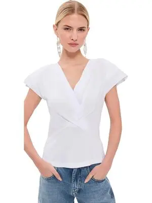 Isabel Marant Étoile Nadrine V-neck Ruched Jersey Tee - White