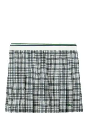 Burberry Pleated Check Jersey Mini Skirt - Peacock Blue