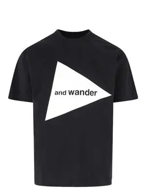 AND WANDER Large Logo Print T-shirt - Black