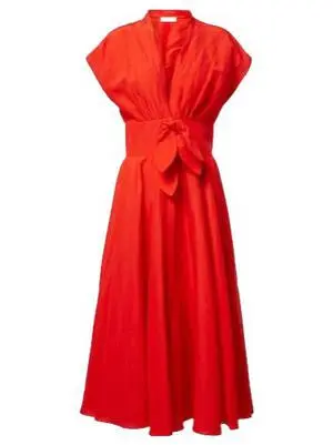 Alaïa Belted Midi Dress - Red