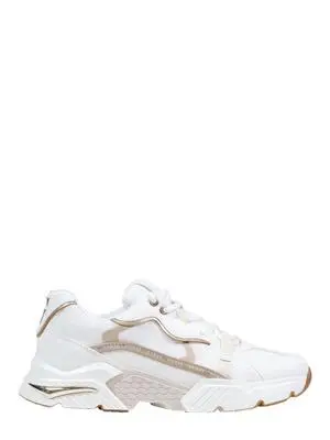 Guess Ciesta Faux Leather Lace-up Sneakers - Golden
