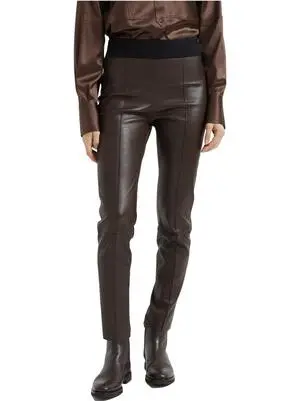 Brunello Cucinelli Stretch Leather Leggings - Rust-brown