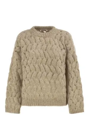 BRUNELLO CUCINELLI Brunello Cucinelli Openwork Sequin Mohair Blend Sweater