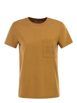 Max Mara Max Mara Cotton Jersey T-Shirt With Monogram Pocket Multicolor