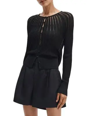 Rag & Bone Aubrey Open Knit Cardigan - Black
