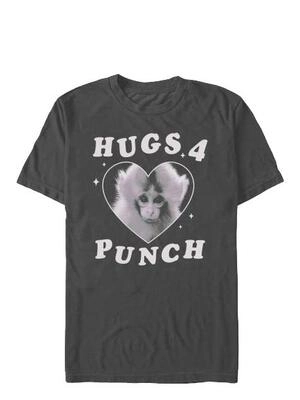 LOST GODS Hugs For Punch Heart Graphic T-shirt - Charcoal