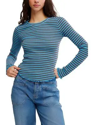 Free People Easy Does It Striped Long Sleeve T-shirt - Blue Combo