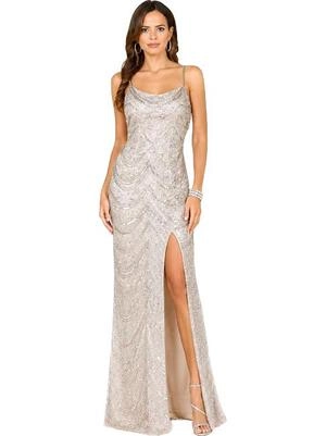 LARA NEW YORK Beaded Gown - Silver