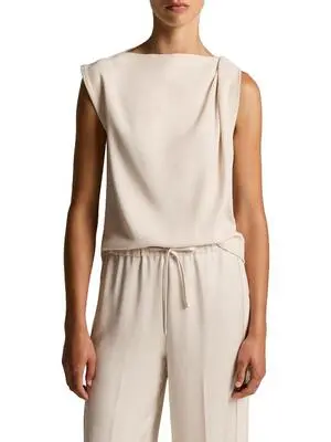 Vince Draped Shoulder Sleeveless Blouse - Blush Cloud