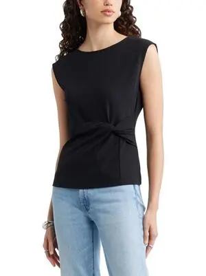 Nordstrom Side Twist Crewneck T-shirt - Black