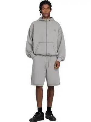 AELFRICEDEN Aelfric Eden Cloud Boxy Sweat Set With Full Zip Hoodie And Drawstring Shorts - Grey