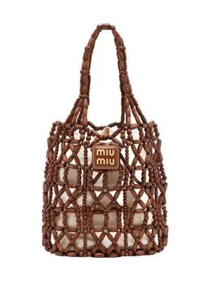 Miu Miu Beaded Bucket Bag - Brown