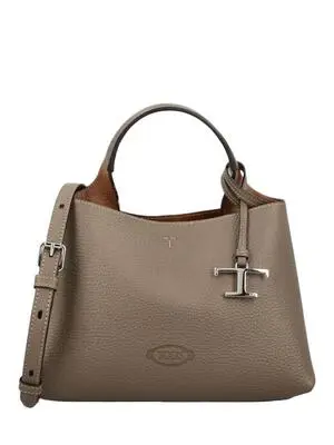 TOD'S T Timeless Micro Leather Handbag - Grey