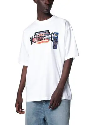 Balenciaga Bumper Stickers Medium-fit Cotton T-shirt - White
