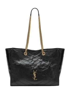 Saint Laurent Niki East/west Shopping Bag In Vintage Calfskin - Black