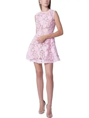 SELF-PORTRAIT Floral Lace Mini Dress - Pink
