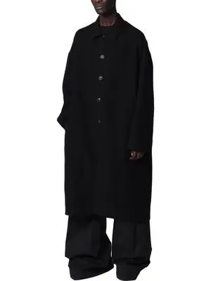 Rick Owens Long Single-breasted Virgin Wool Coat - Black