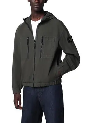 Stone Island Stone Island Zip-Up Cotton Jacket With Hood Grey