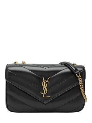 Saint Laurent Loulou Leather Bag With Chain Strap - Black
