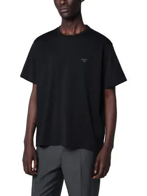 Prada Boxy Cotton Crew-neck T-shirt - Black