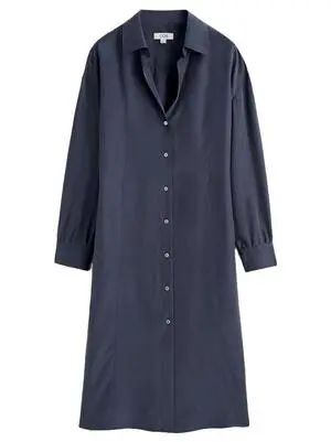 COS COS Gathered Washed-Silk Midi Shirt Dress