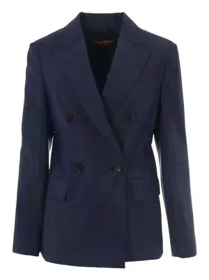 Max Mara Double-breasted Virgin-wool Blazer - Blue