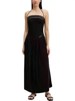 Liu Jo Studded Halterneck Maxi Dress - Black