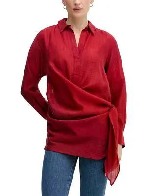 HOSS INTROPIA Cosette Wrap Style Long-sleeve Top - Red