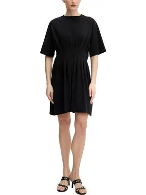 GESTUZ Pleated Waist Mini Dress - Black