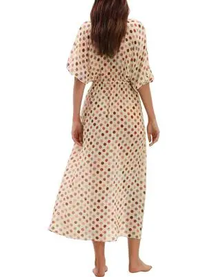 ERES Multicolor Silk Polka Dot V-neck Maxi Dress - Multicolour