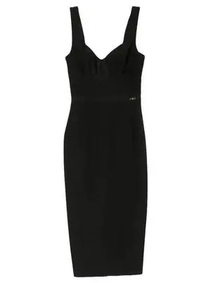 Elisabetta Franchi Sweetheart Neck Panelled Midi Dress - Black
