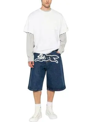 ICECREAM Running Dog Patch Denim Shorts - Blue