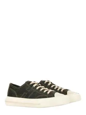 Hogan Rebel Lace-up Sneakers With Cracked Texture - Black