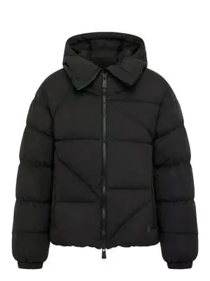 Bacon Double Hooded Puffer Jacket With Logo Detail Black