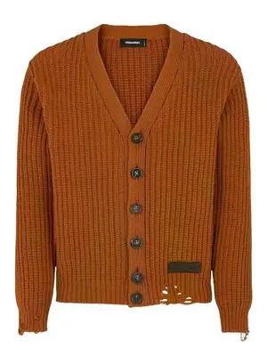 Dsquared2 Distressed V-neck Cardigan - Brown