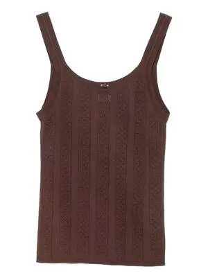 Sandro Pointelle-knit Bow Detail Top - Brown