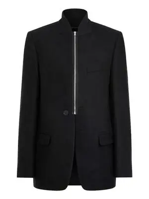 MAISON MARGIELA Zip-front Flannel Blazer - Black