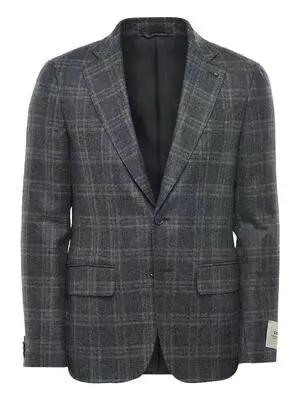 Corneliani Tartan Single-breasted Blazer Grey