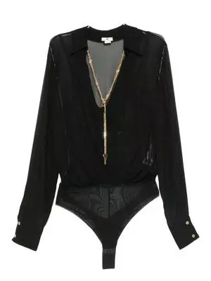 Elisabetta Franchi Wrap-style Long-sleeve Bodysuit - Black